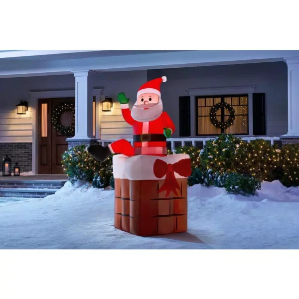 Airblown 4.99 ft. Animated Inflatable Santa Climbing from Chimney – PAX ...