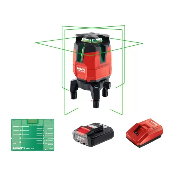 Hilti PM 40-MG 130 ft. Multi-Line Green Laser Level Kit with Battery ...