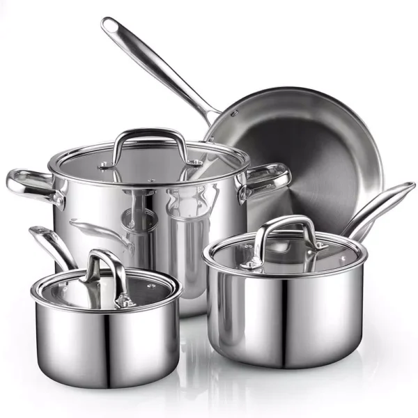 Cook N Home 7-Piece Tri-Ply Clad Stainless Steel Cookware Set – PAX Depot
